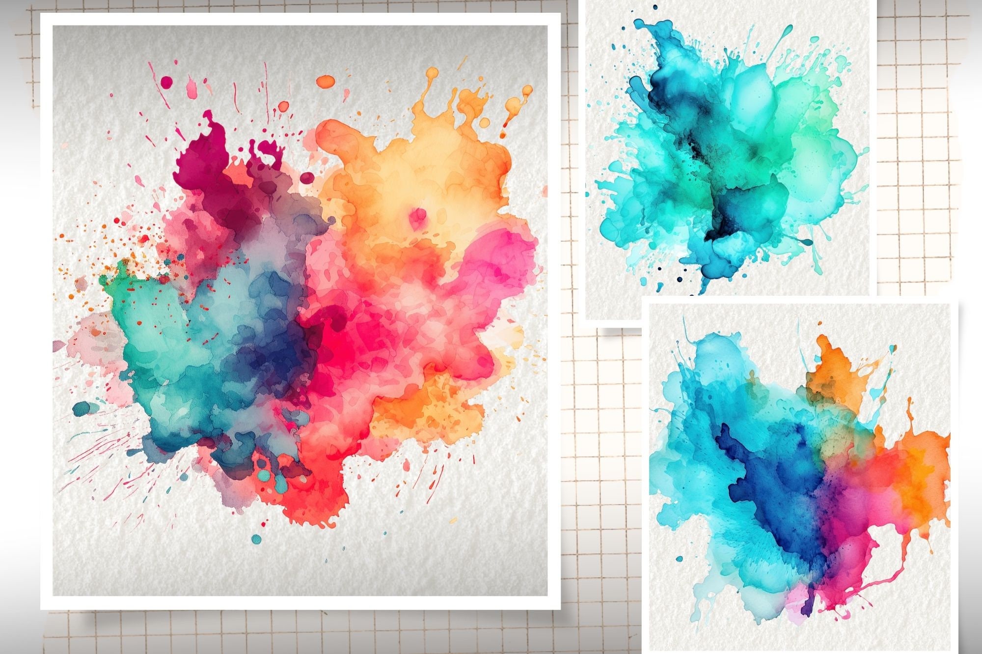 Alcohol Ink Splash Watercolor Clipart, Splash Colorful Graphic, Paint ...