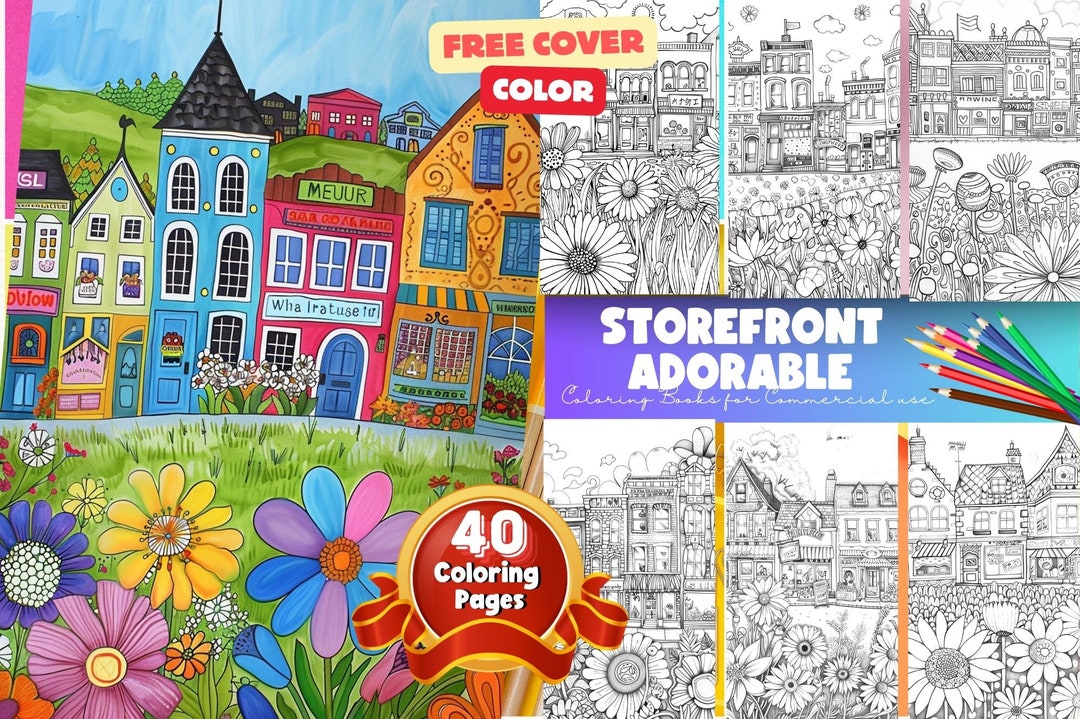 Adorable Storefront Coloring Printables, Whimsical Store Fronts ...