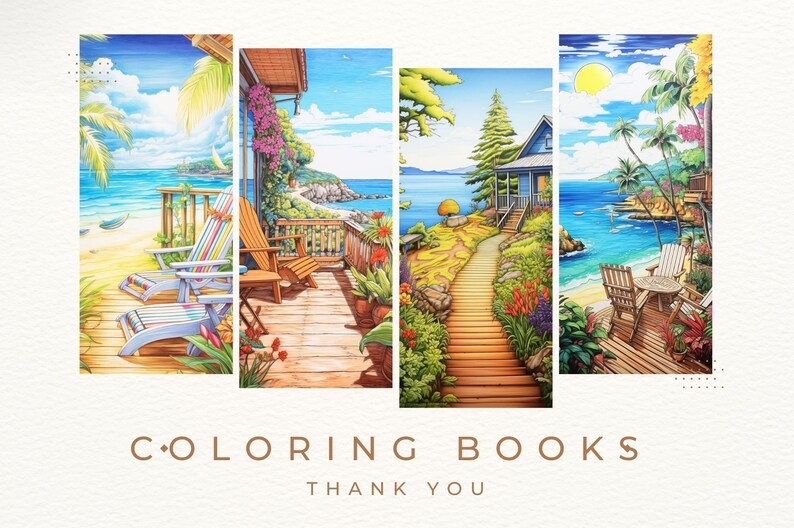 Summer Vacation the Sea Coloring Pages, Beach Landscape Coloring Pages ...