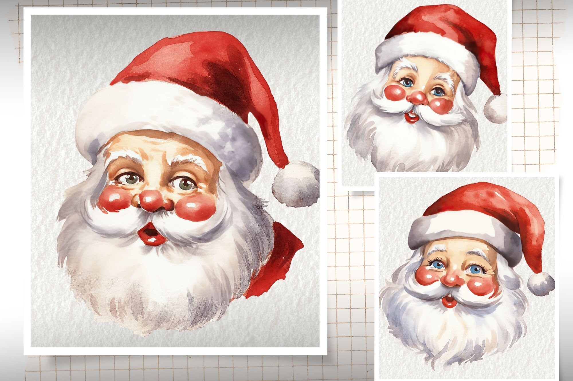 Scandi Santa Claus Clipart Watercolor Santa Claus Cute Santa - Etsy