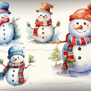 Snowman Watercolor Clipart, Snowman Clip Art, Christmas Clipart ...