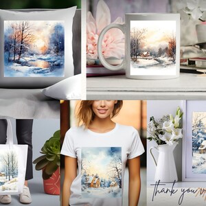 Watercolor Winter Wonderland Background, Winter Landscape Printable ...
