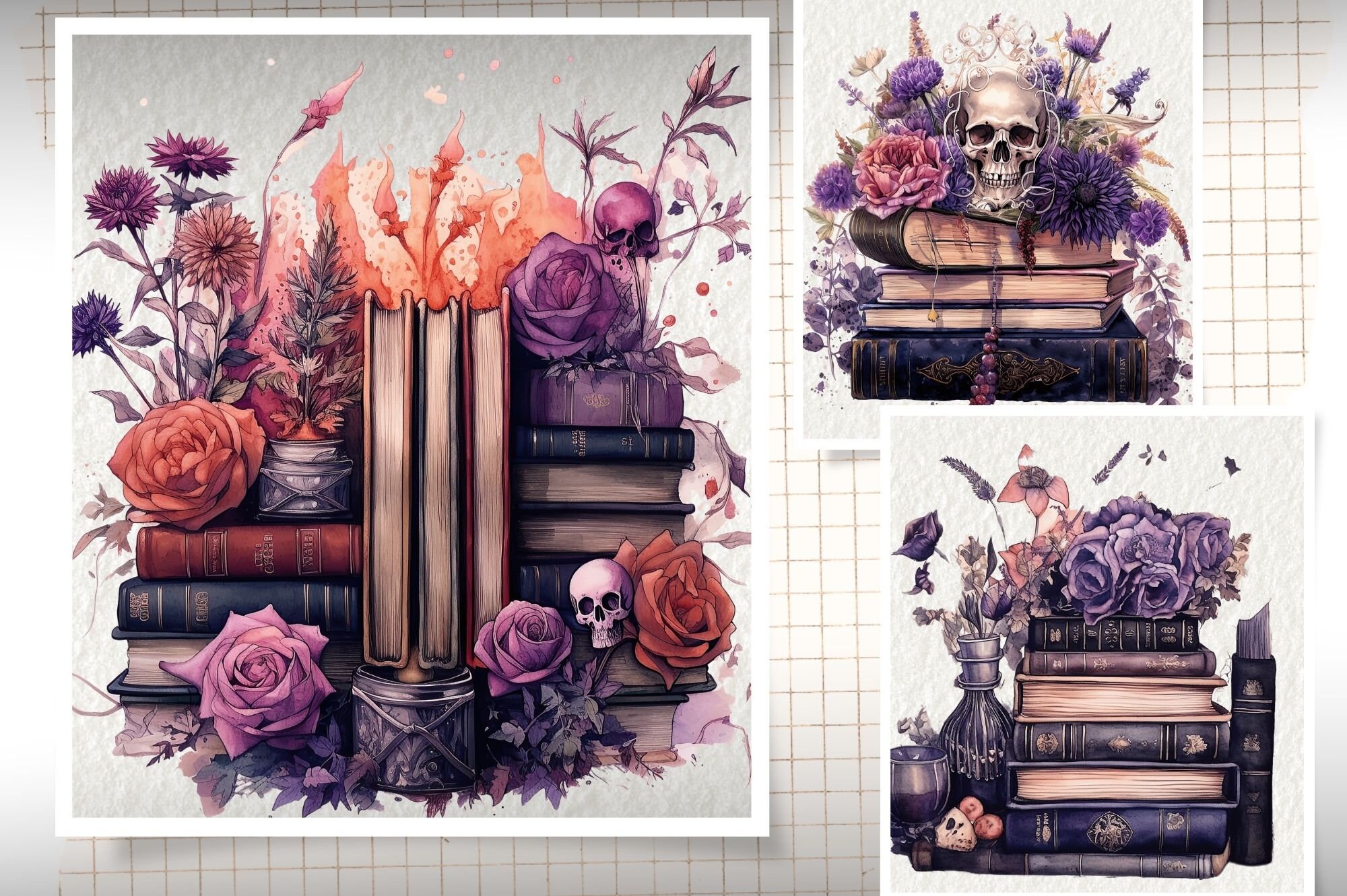 Halloween Books, Gothic Books Clipart, Skull Gothic Book Clip Art ...