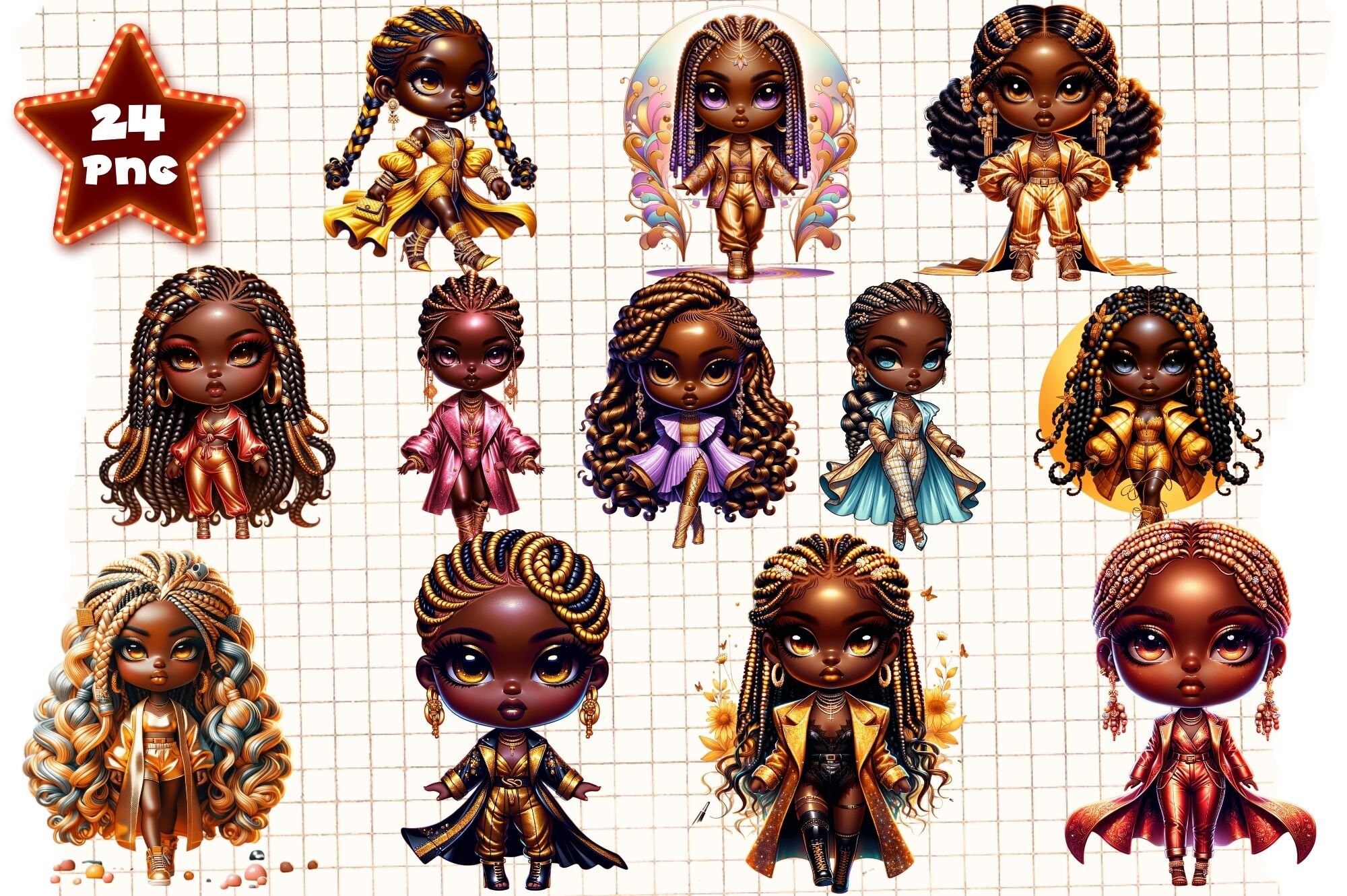 African American Chibi Woman, Chibi Black Women, Chibi Doll, Chibi Doll ...