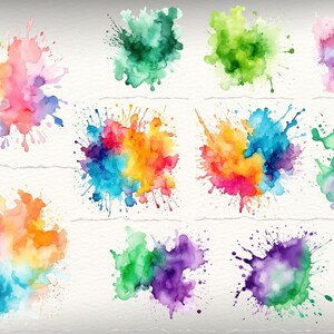 Alcohol Ink Splash Watercolor Clipart, Splash Colorful Graphic, Paint ...