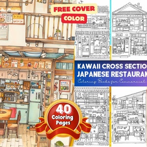 Japanese Restaurant Cross Section Coloring Book, Architect and Interior ...
