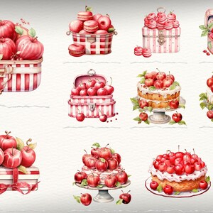 Apple Dessert Watercolor Clipart, Digital Download, Watercolor Food ...