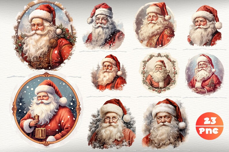 Vintage Santa PNG Christmas Graphics Christmas Clipart - Etsy