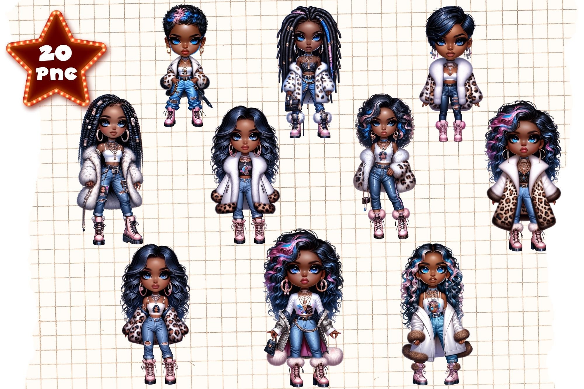 African American Manga Chibi Character, Sassy Attitude, Fashionable ...