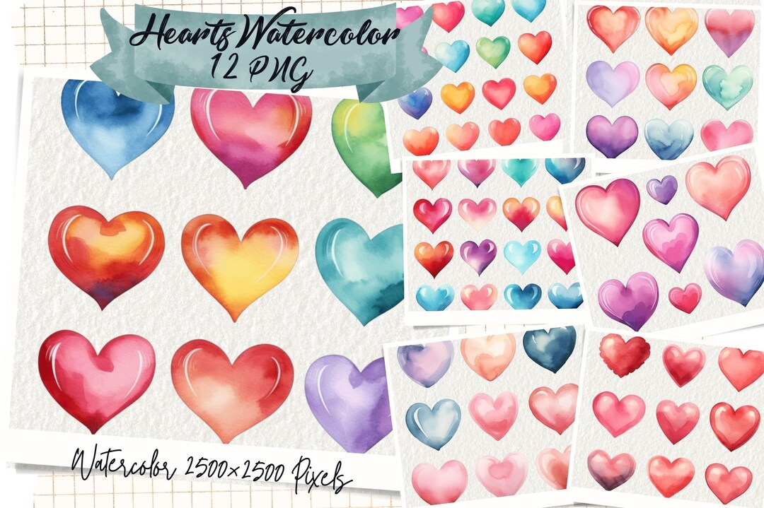 Watercolor Heart Clipart, Valentines Day Clipart, Sweet Valentine ...