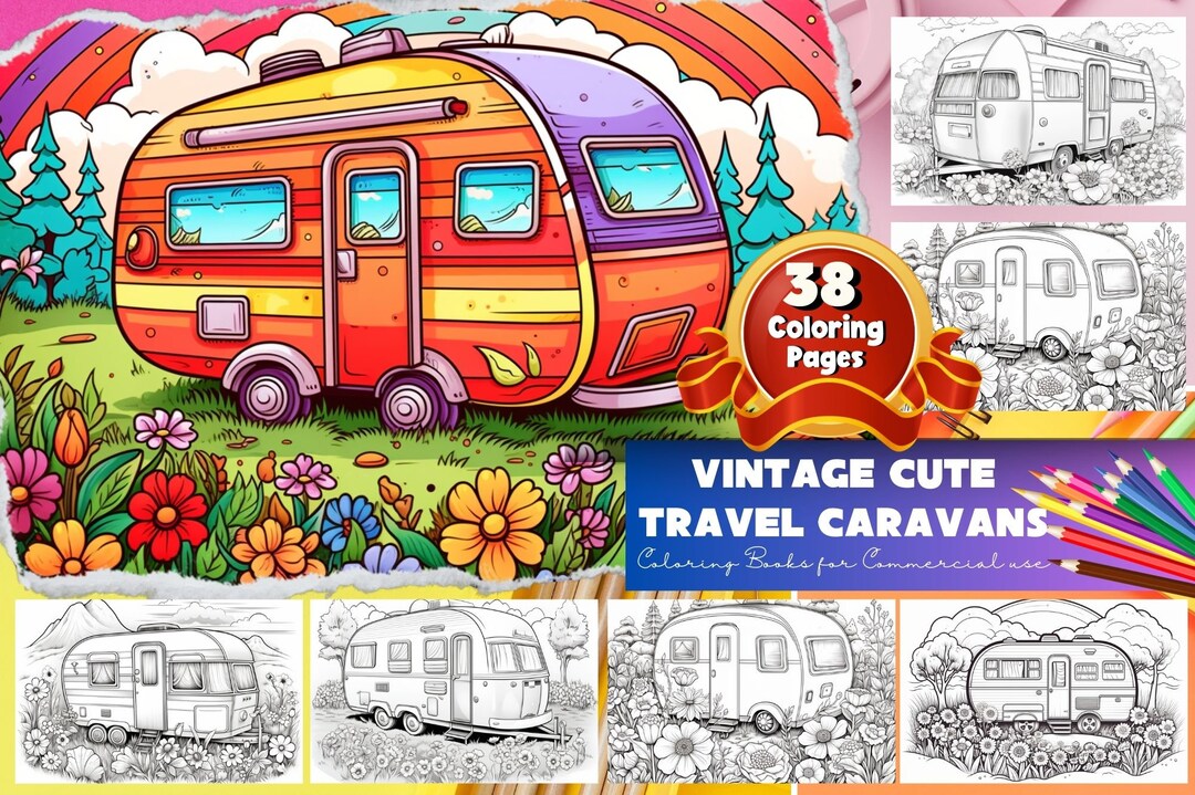 Classic Caravans Adult Coloring Book, Vintage Classical Caravans ...