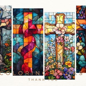 Stained Glass Cross Christmas Coloring Page, Religious Holiday Coloring ...