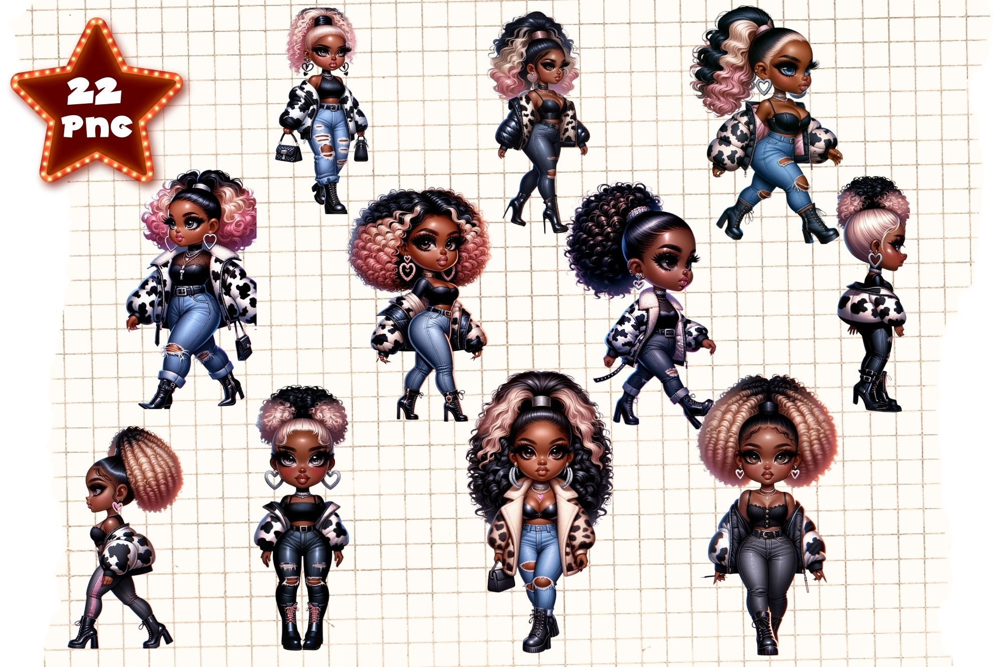 African American Chibi, Chibi Art, Black Girl, Fashionista Afro Girl ...