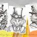 Steampunk Cat Coloring Pages, Cat Gentlemen Adults Printable Coloring ...