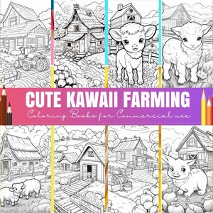 Cute Kawaii Farming Coloring Pages, Farming, INSTANT DOWNLOAD, Kawaii ...