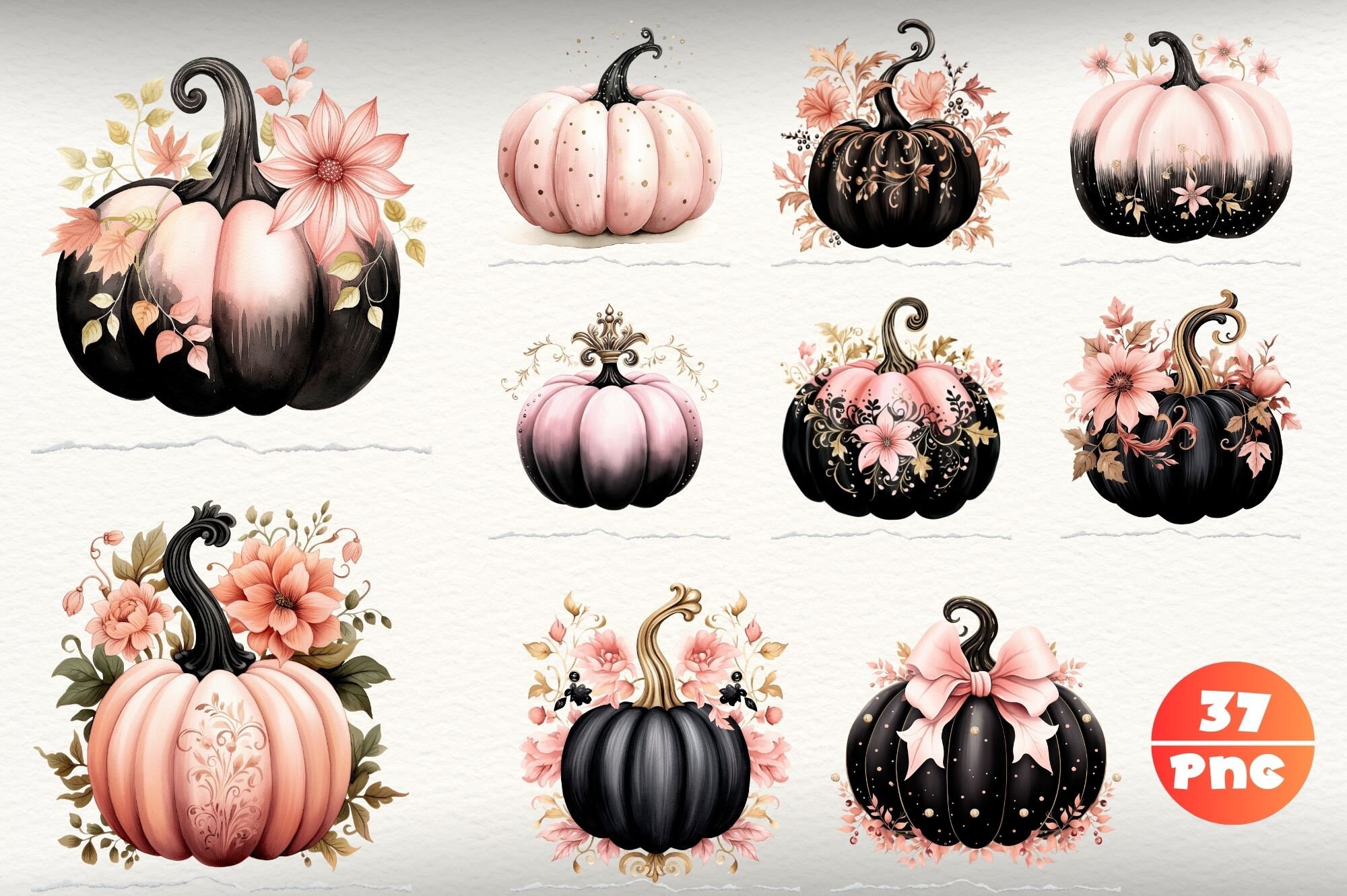 Pumpkins Watercolor Clipart Halloween Clipart White Pumpkin - Etsy