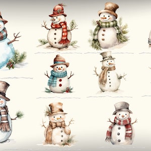 Snowman Watercolor Clipart, Snowman Clipart, Winter Season, Christmas ...