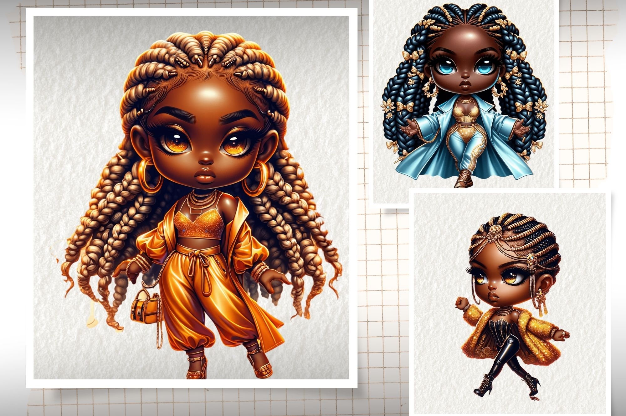 African American Chibi Woman, Chibi Black Women, Chibi Doll, Chibi Doll ...