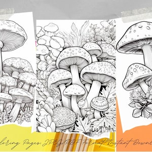 Mushroom Garden Fantasy Coloring Page, Mushroom Magic, Fantasy ...