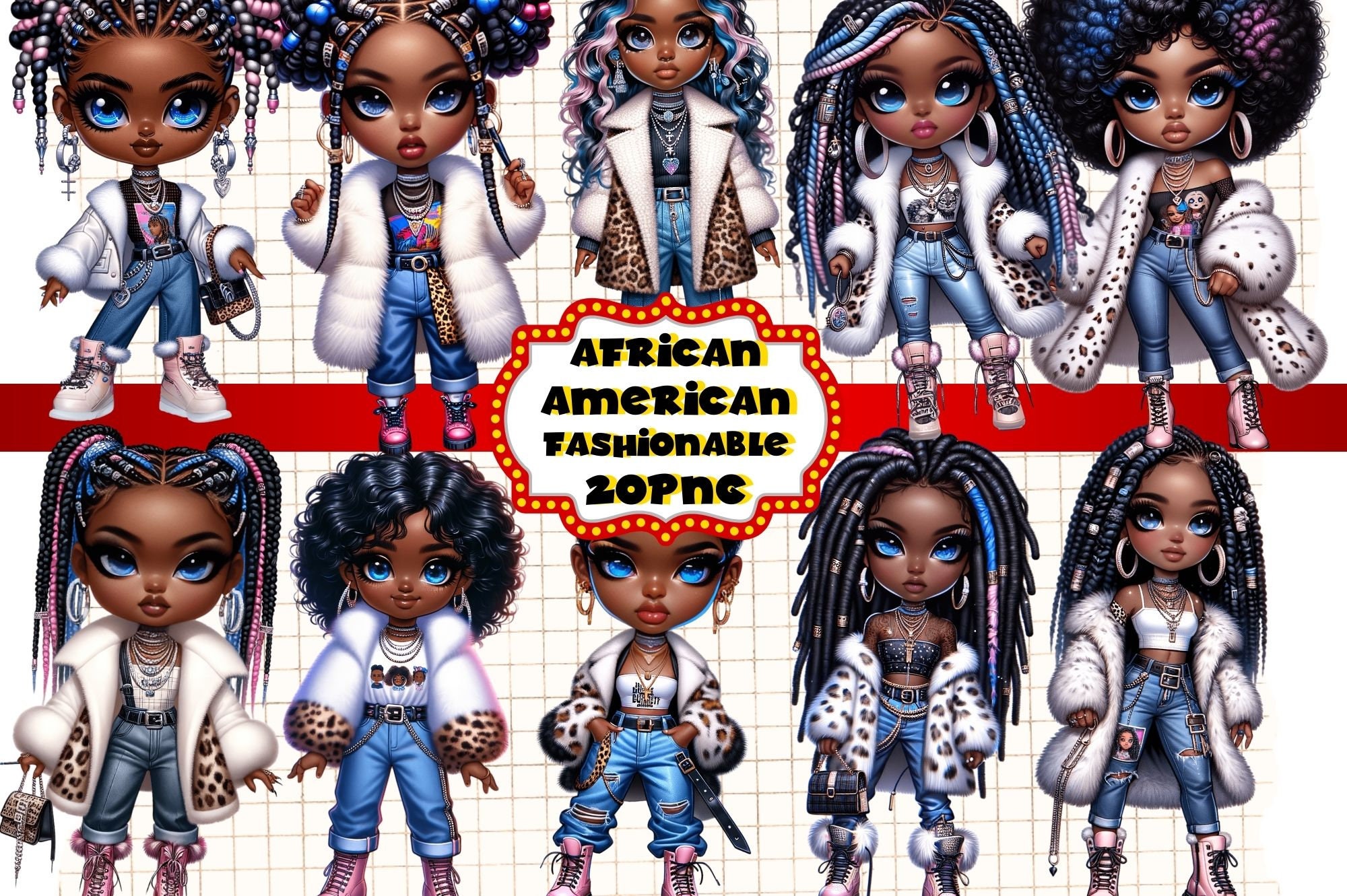 African American Manga Chibi Character, Sassy Attitude, Fashionable ...