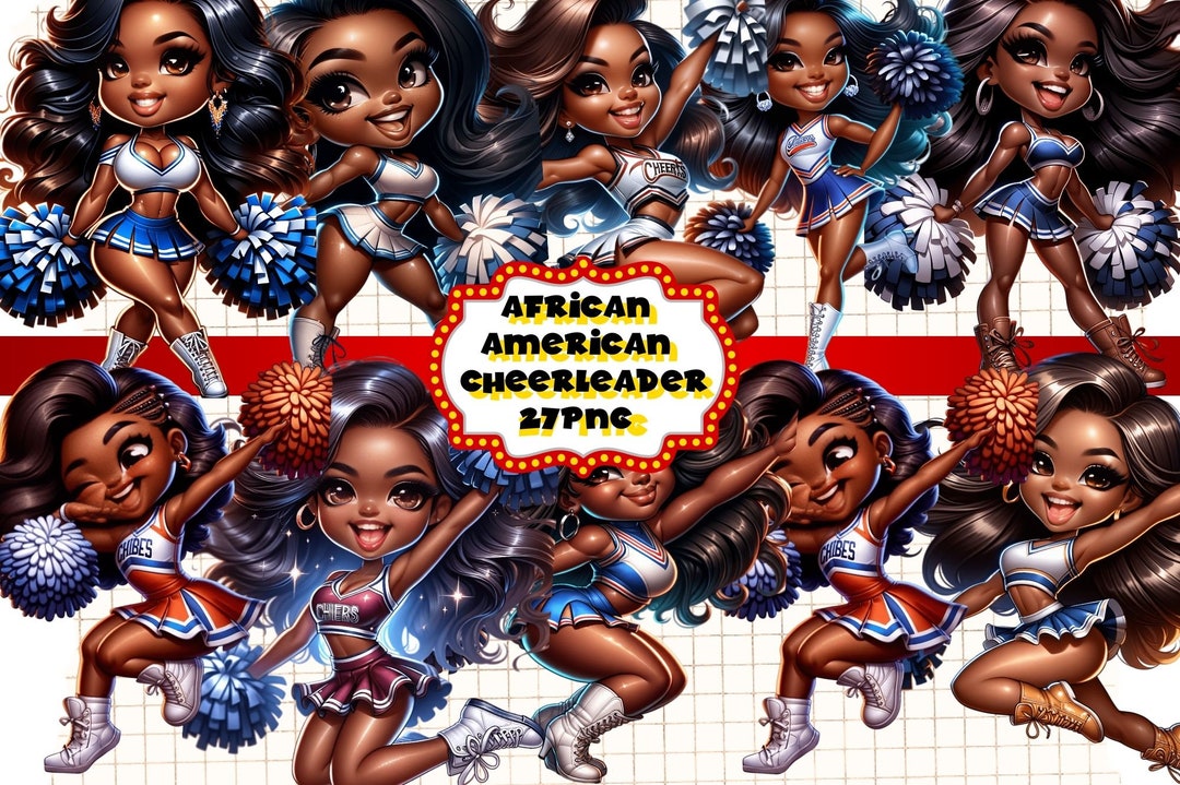 African American Chibi Cheerleader Clipart, Chibi Black Women, Chibi ...