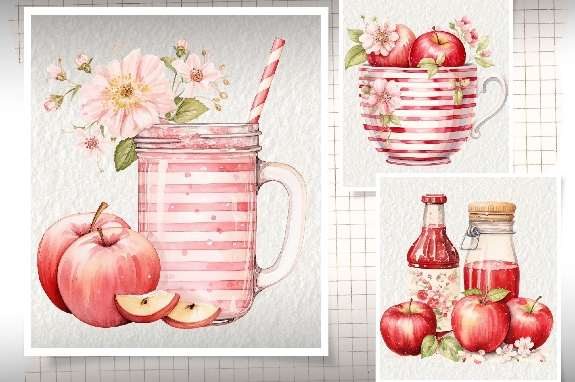 Watercolor Apple Drink Clipart, Cocktail Clipart, Party Clipart, Party ...