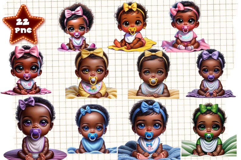 African American Baby Girl Clipart, Black Baby Clipart, Black Gender ...