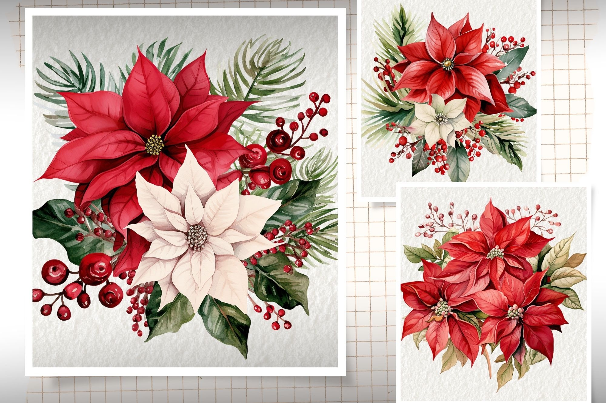 Christmas Flower Clipart, Christmas Gift Clipart, Winter Clipart ...