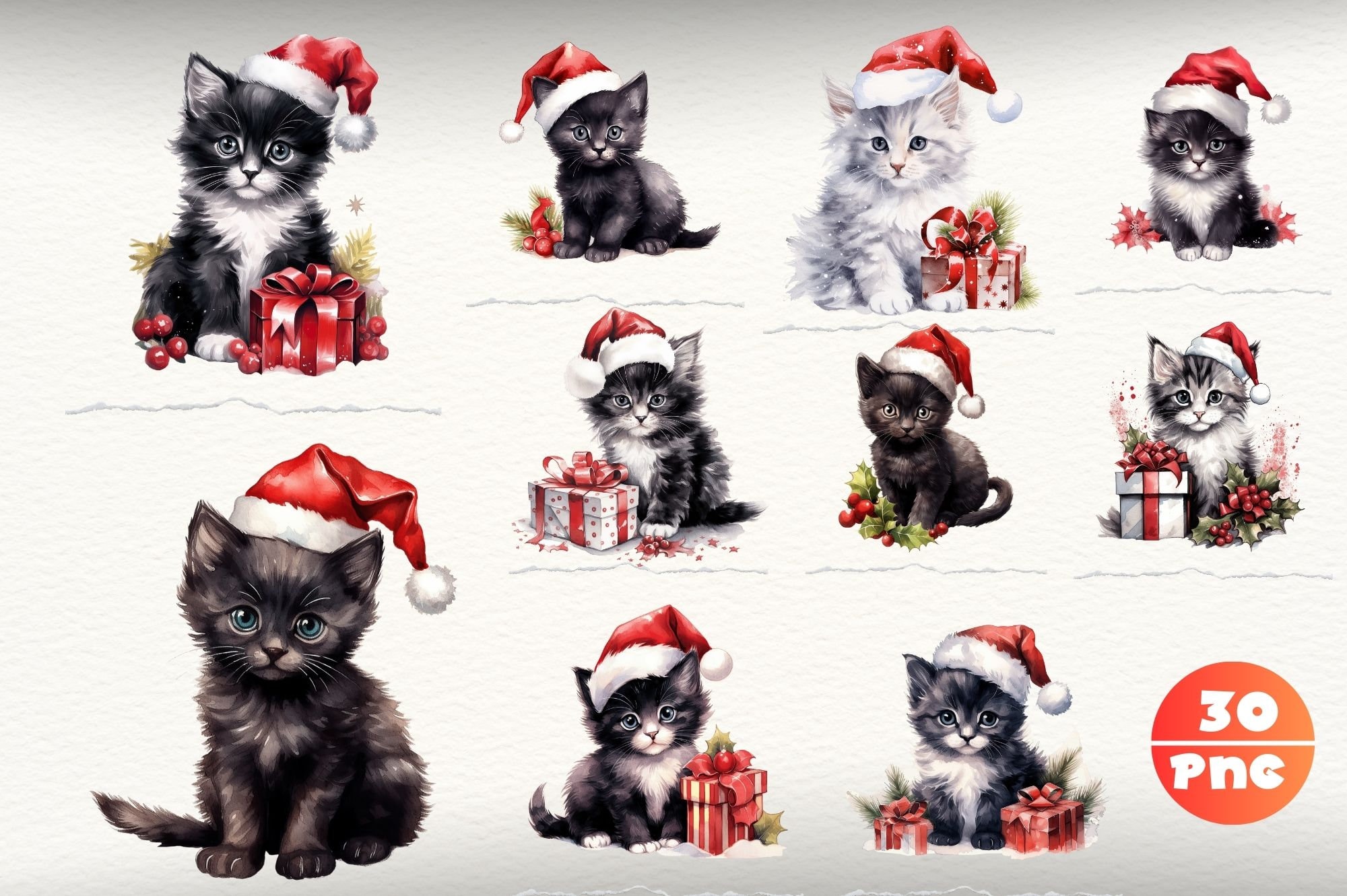 Christmas Cute Kitten Clipart, Christmas Clipart, Christmas Cats ...
