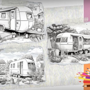 Caravan Printable Adult Coloring Pages, Camper Images to Color, Caravan ...