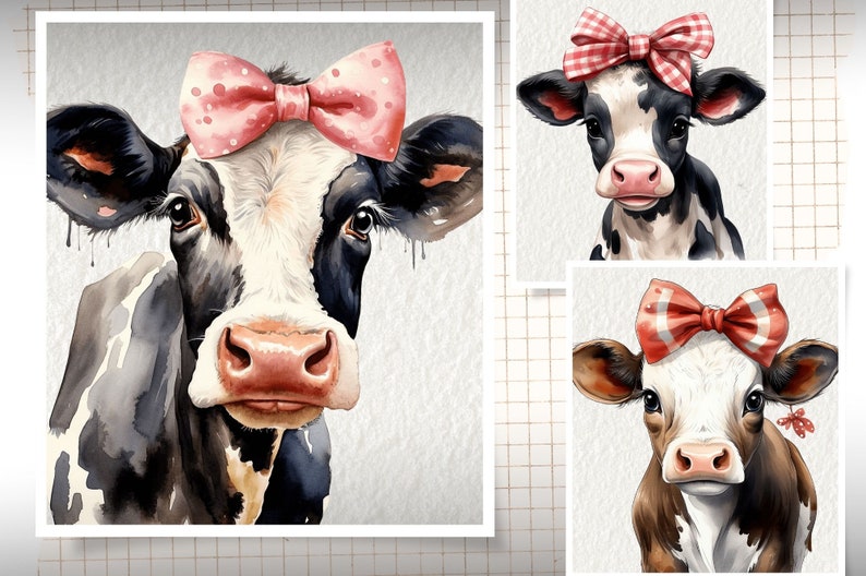 Baby Highland Cow With Bow Sublimation Design Clipart, Cute Highland ...