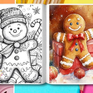 Gingerbread Man Christmas Day Coloring Pages, Grayscale Coloring Sheets ...