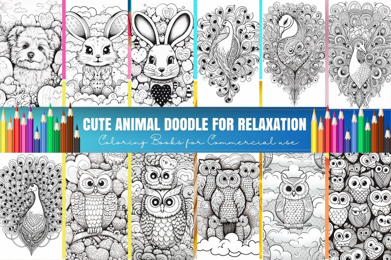 Cute Animal Doodles Clipart, Animal Kawaii Cute Doodle Coloring Page ...