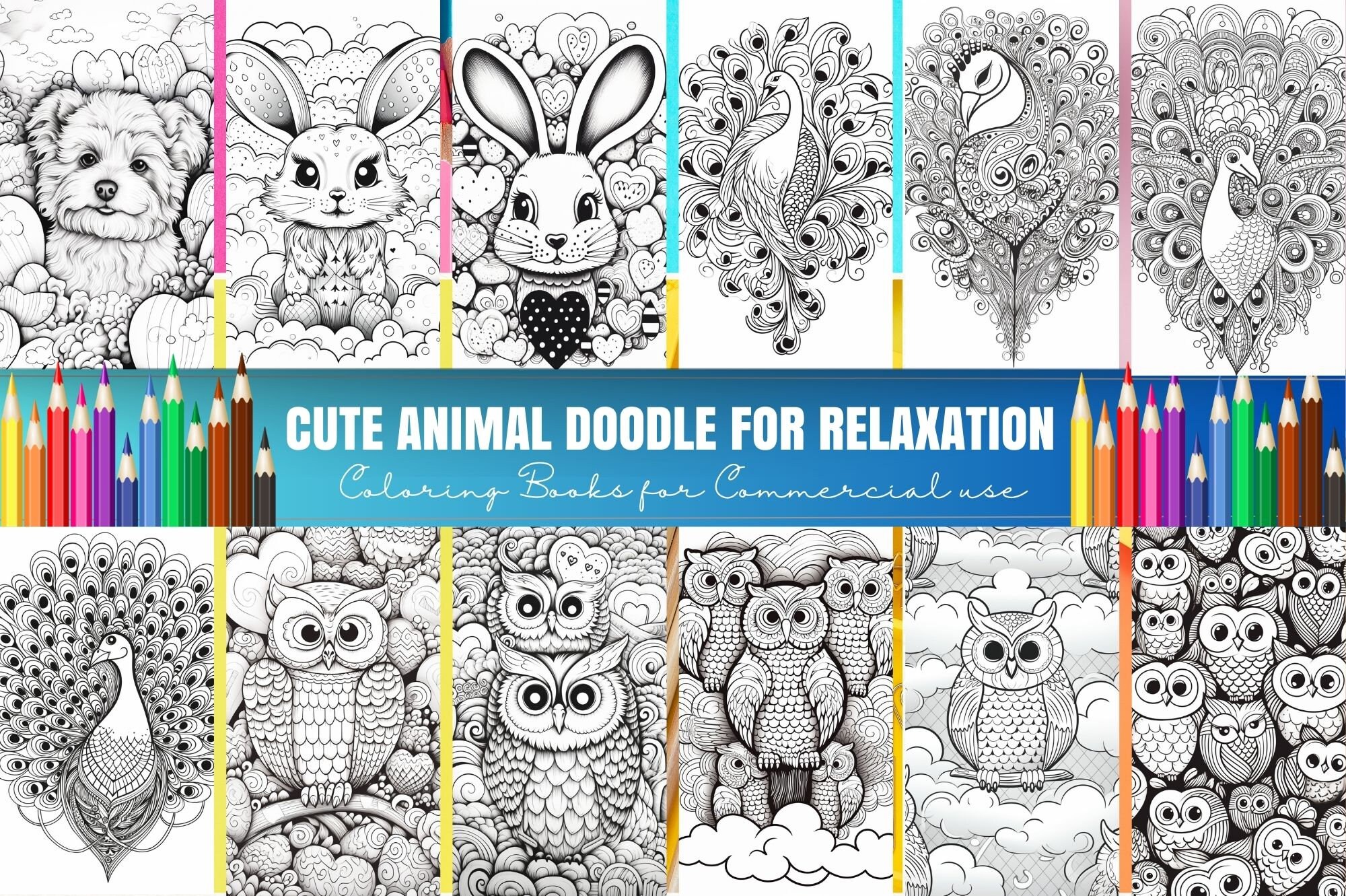 Cute Animal Doodles Clipart, Animal Kawaii Cute Doodle Coloring Page ...