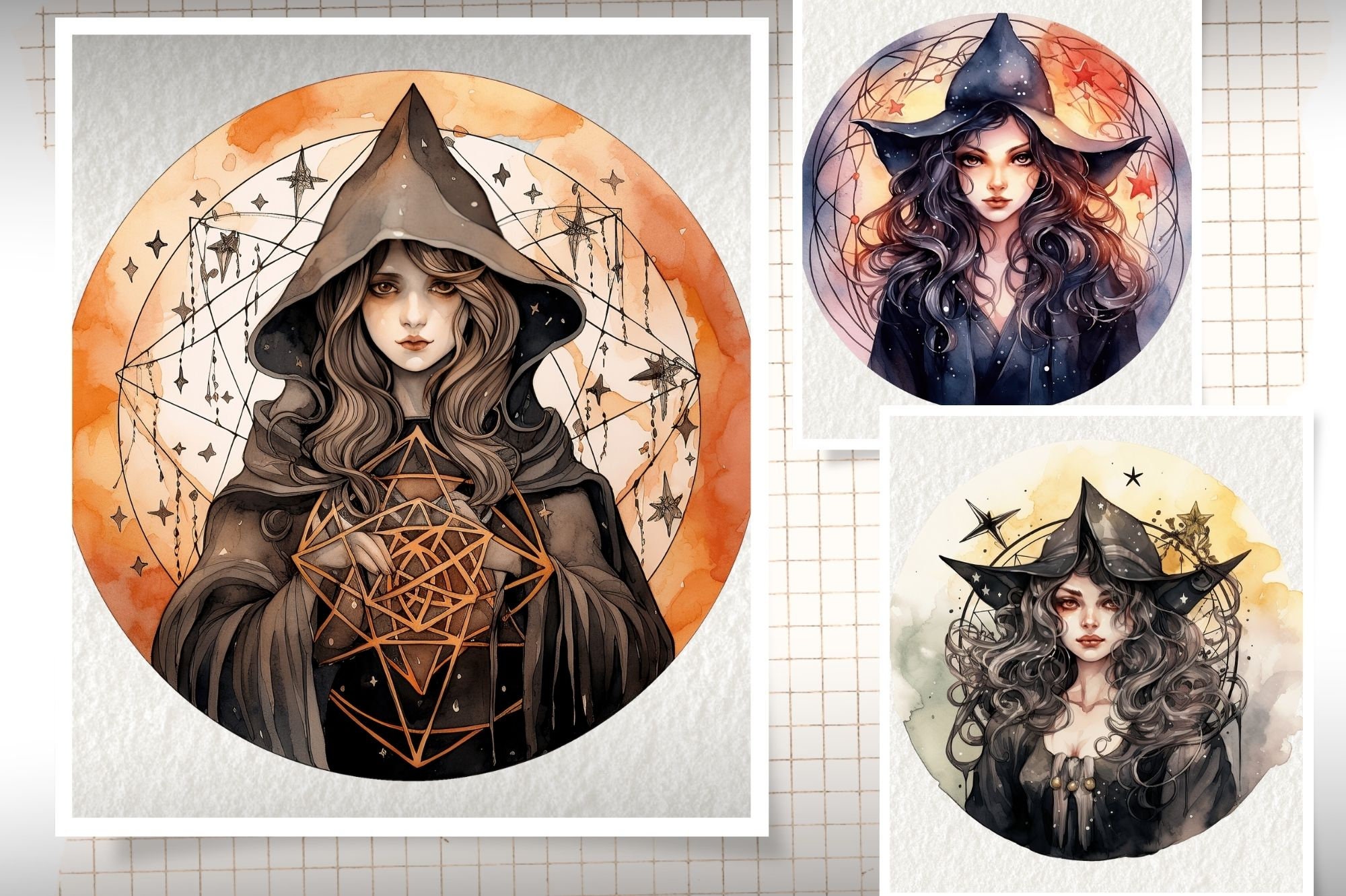 Witch Fairytale Clipart, Gothic Witch Bundle, Gothic Witch PNG, Witch ...