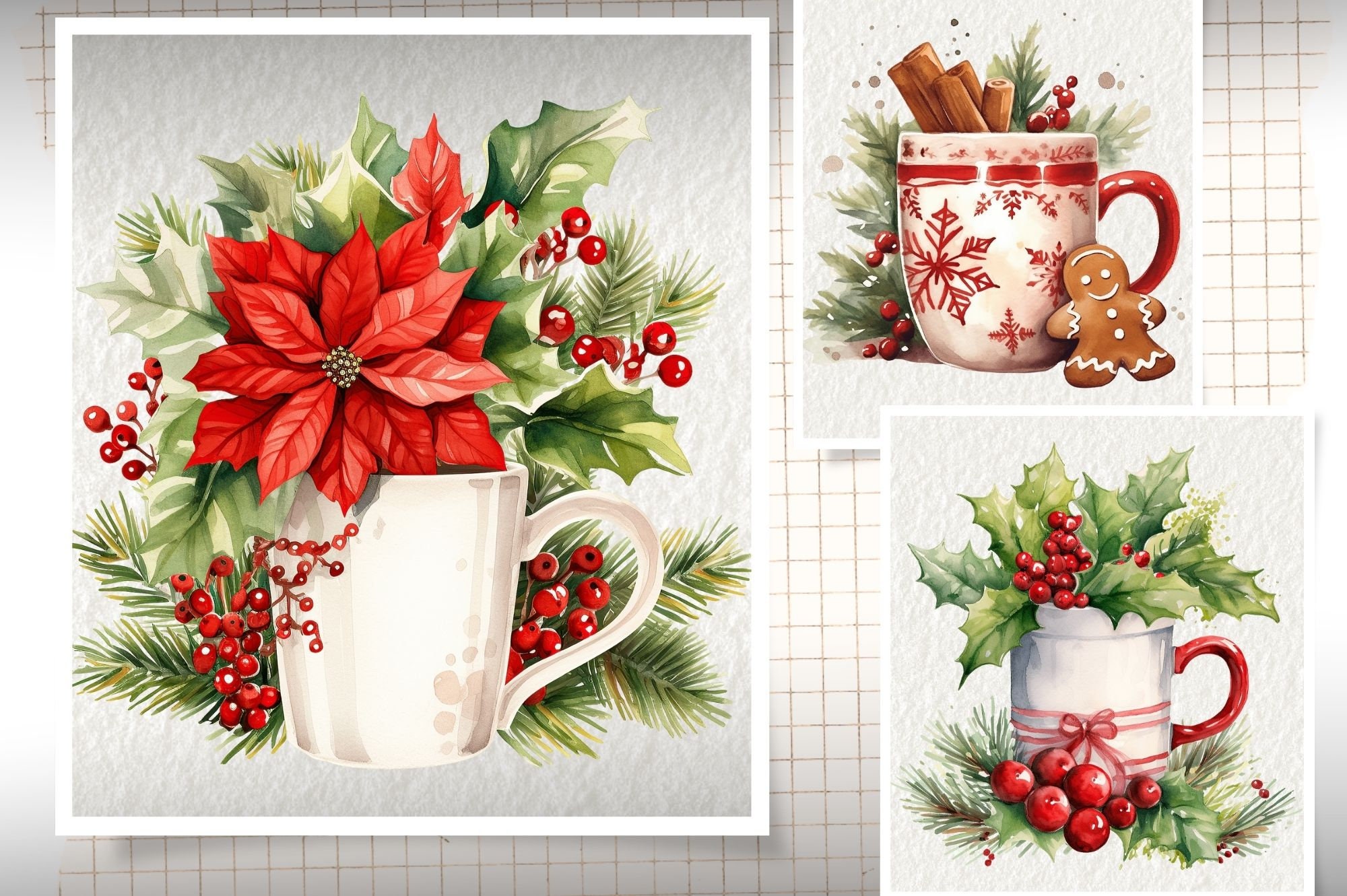 Christmas Winter Cup Clipart Christmas Cup Santa Claus - Etsy