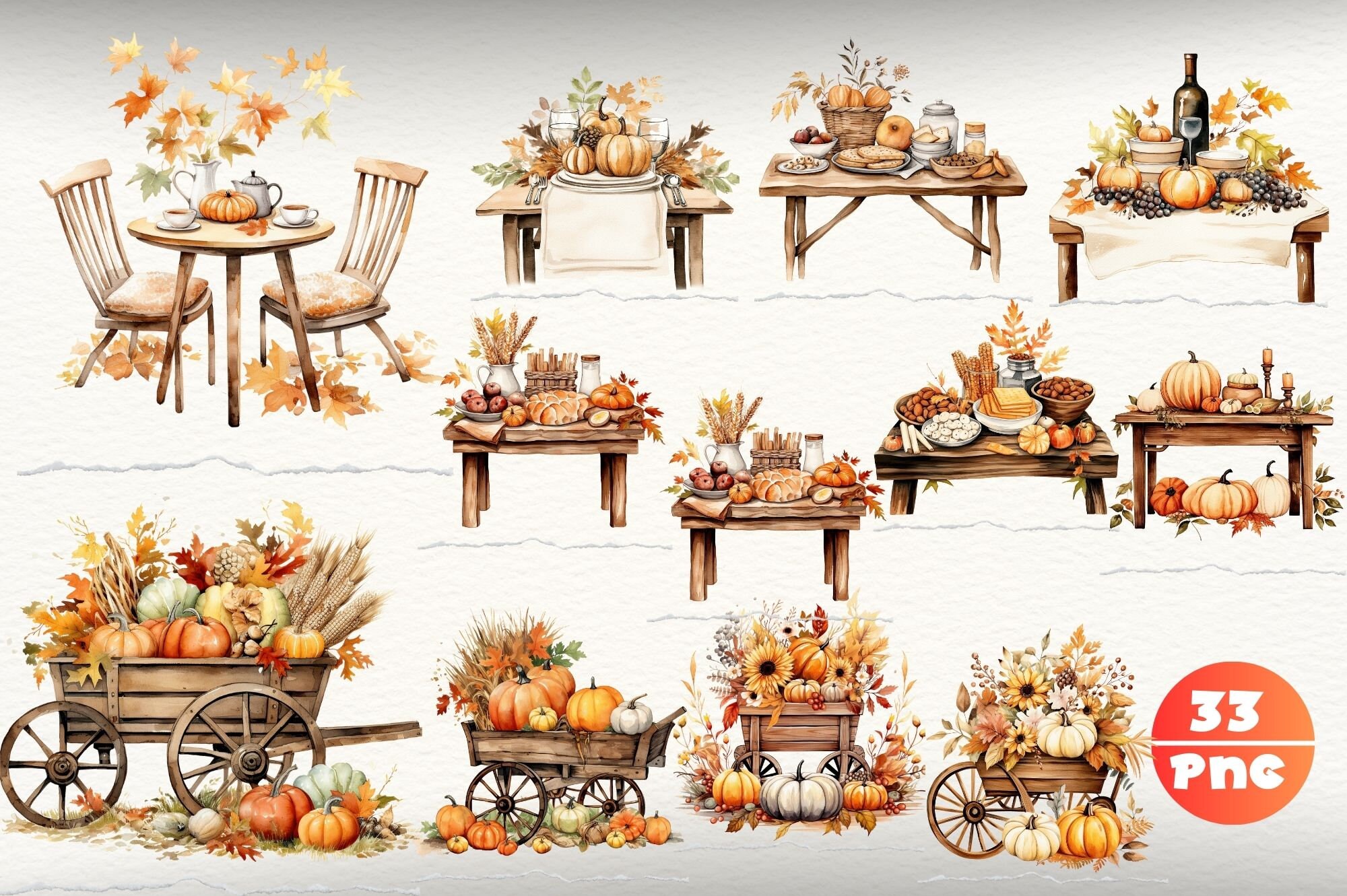 Fall Vibes Clipart, Cozy Fall Clipart Set, Watercolor Autumn Clipart ...