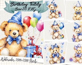 Blue Teddy Bear Clipart, Baby Shower Clip Art, Sleepy Teddy Bears, Cute ...
