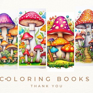 Mushroom Garden Fantasy Coloring Page, Mushroom Magic, Fantasy ...