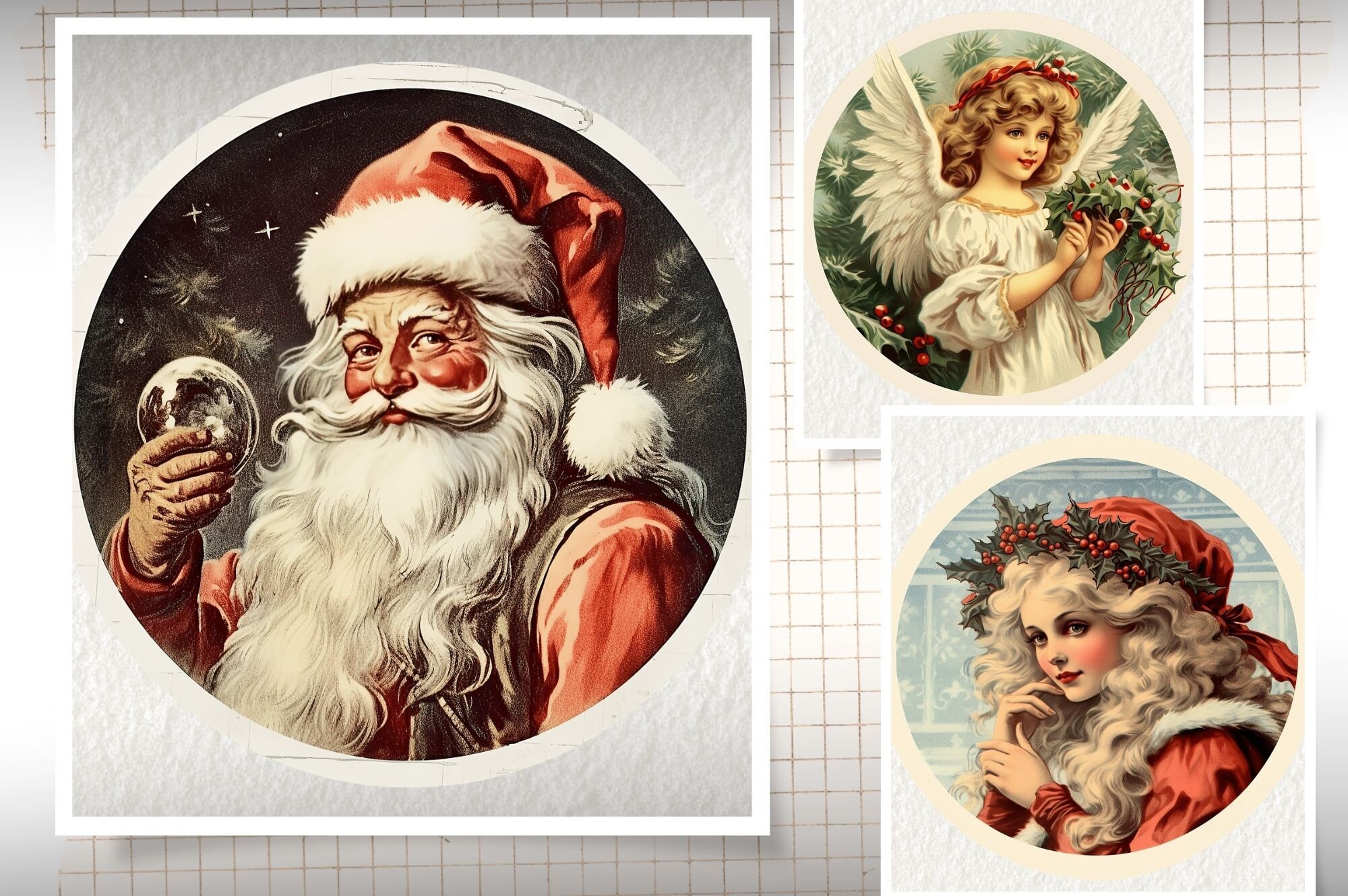 Santa Vintage Graphic Christmas Clipart, Christmas Clip Art, Vintage ...