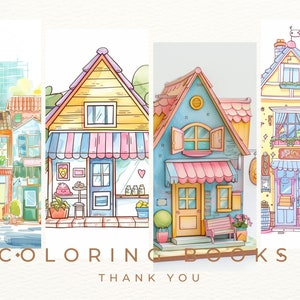 Kawaii Storefronts Coloring Pages, for Adults, Printable Coloring Book ...