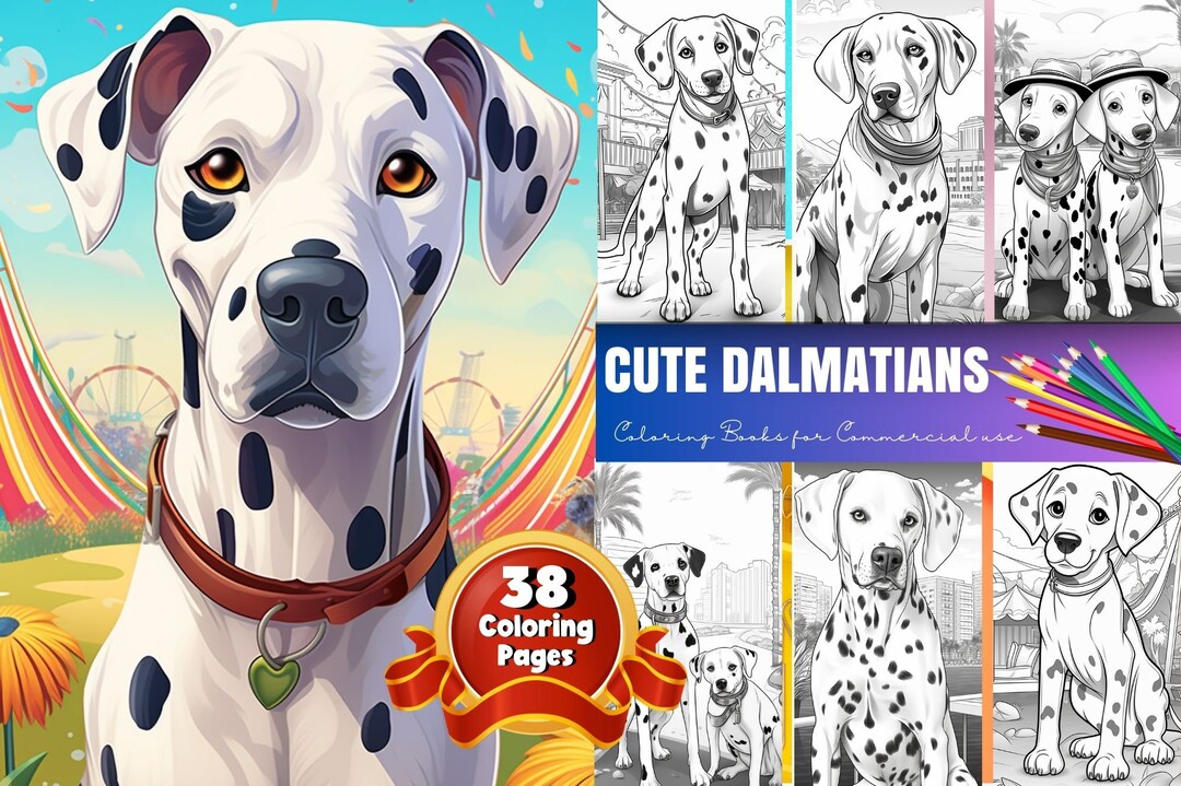 Dalmatian Coloring Pages, for Adults and Kids, Instant Download ...