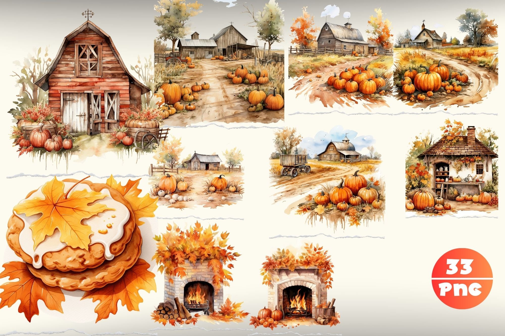 Fall Vibes Clipart, Cozy Fall Clipart Set, Watercolor Autumn Clipart ...