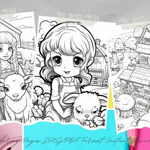 Cute Kawaii Farming Coloring Pages, Farming, INSTANT DOWNLOAD, Kawaii ...