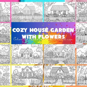 Cozy House Surrounded Garden Coloring Page, the Village Path Coloring ...