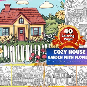 Cozy House Surrounded Garden Coloring Page, the Village Path Coloring ...