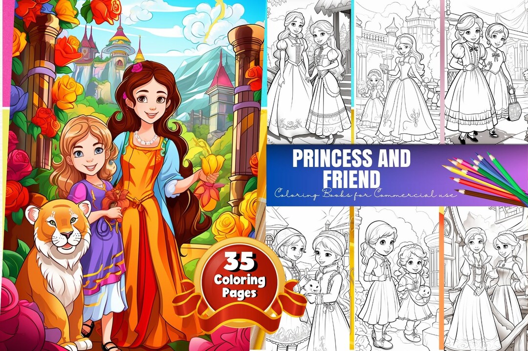 Princess and Friend Coloring Pages, Fairytale Princess, Princess ...