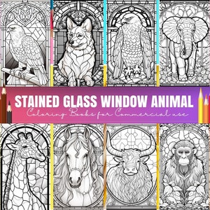 Stain Glass Animal and Flower Coloring Book for Her Printable PDF ...