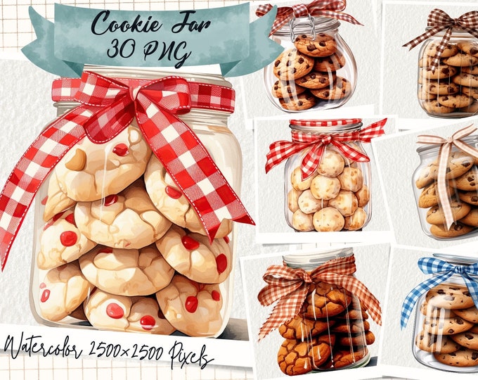 Watercolor Cookie Jar Clip Art - Candy Jar & Cookie Jar Cute - PNG ...