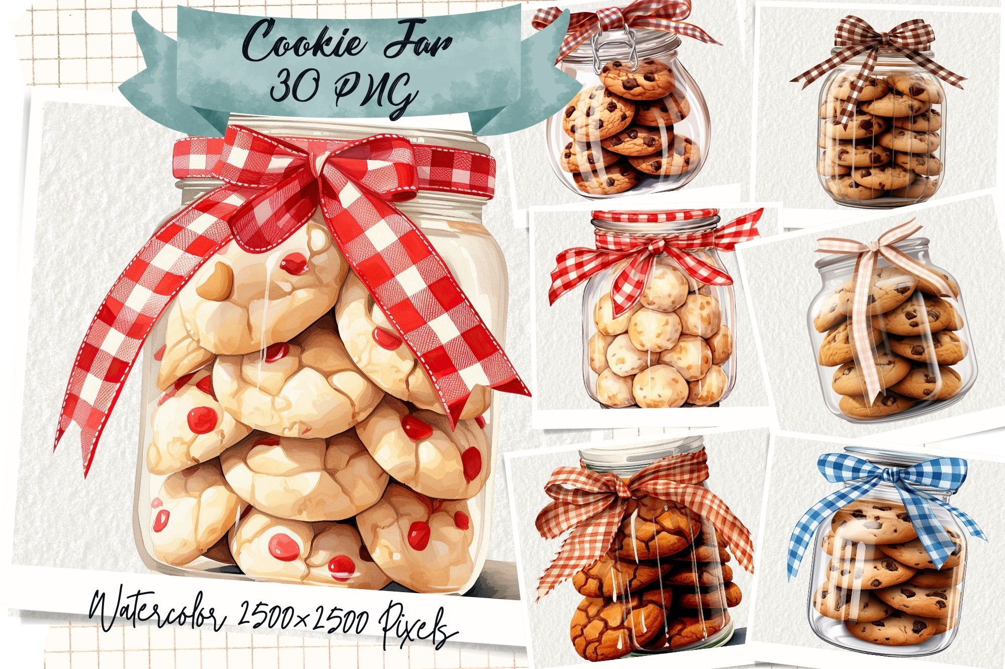 Cookie Jar Clipart, Watercolor Jar of Sweets Clipart, Candy Jar Clipart ...